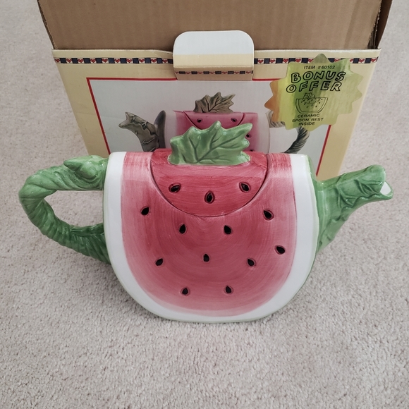 Susan Winget | Kitchen | Susan Winget Ceramic Teapot Watermelon Slice ...